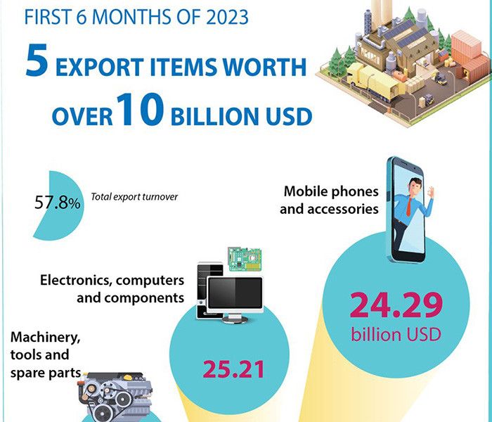 [Infographic] Five items with export value of over 10 billion USD