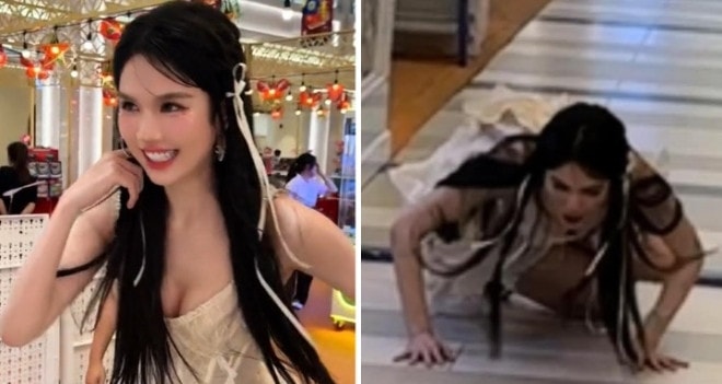 Ngọc Trinh bị chỉ trích vì mặc hở hang, trượt patin ở trung tâm thương mại